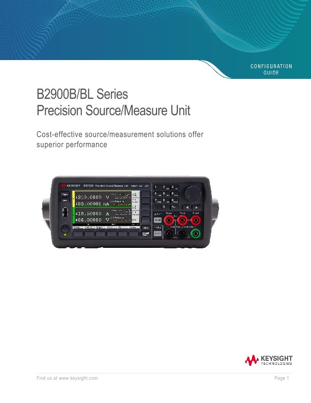 B2900B/BL Series Precision Source/Measure Unit PDF Asset Page | Keysight